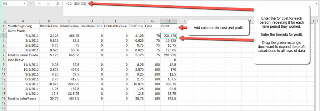 How to Calculate Profitability with Reports and Excel | Intervals Help Documentation